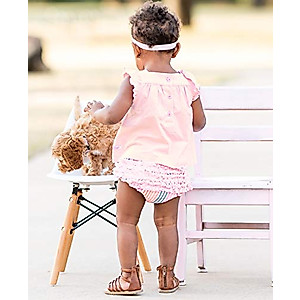 RuffleButts® Girls Pink Flutter Square Neck Top - 5