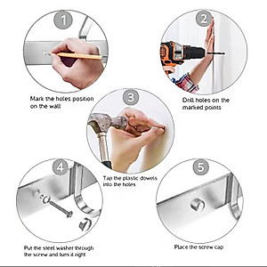 Yundoza Coat Rack Wall Mount,Screw in Stainless Steel Heavy Duty Coat Hooks for Hanging(Brushed Silver)