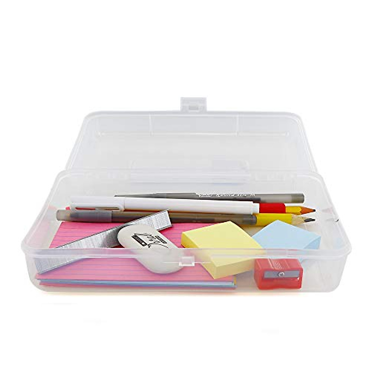 Emraw Multipurpose Clear Utility Storage Box Portable Organizer Case Perfect for Storing School, Office, Arts & Crafts Supplies Pack of 2