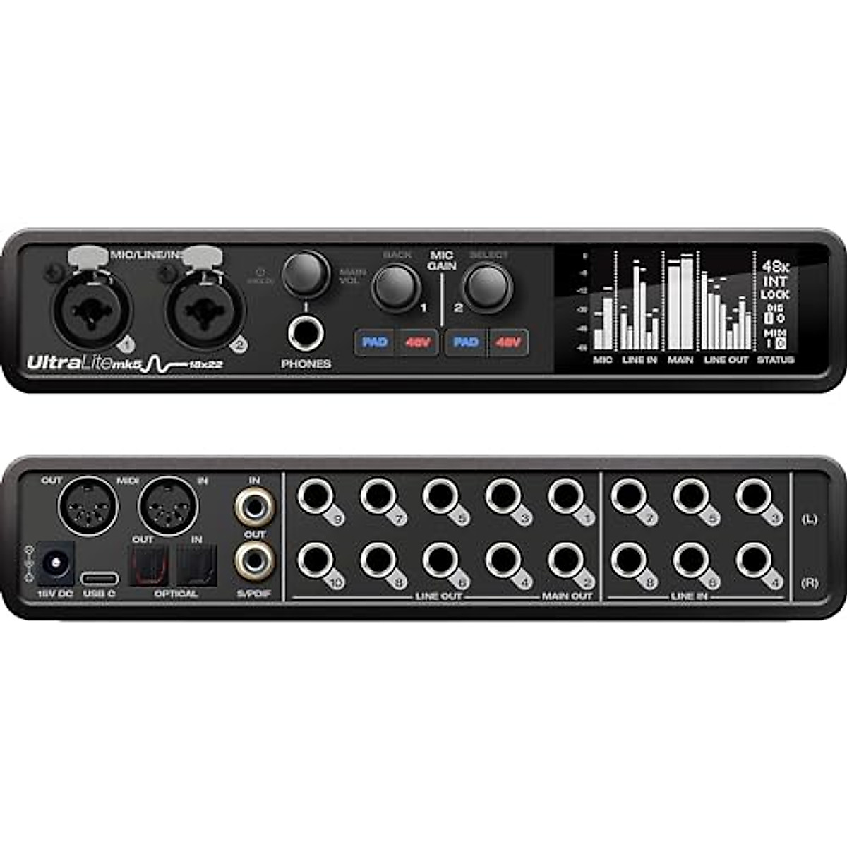 MOTU UltraLite-mk5 18x22 USB Audio Interface 3 for Mac, Windows and iOS with mixing and effects