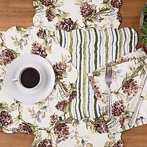 C&F Home Cooper Pines Pinecone Lodge Round Cotton Placemat Set of 6 Round Placemat Set of 6 Tan