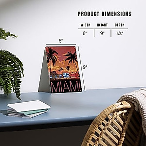 Lantern Press 6x9 Inch Wood Sign, Ready to Hang Wall Decor, South Beach Miami, Florida