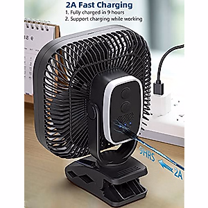 SLENPET 18000mAh Rechargeable Portable Clip on Fan with Body Sensor, Last 44 hrs, 4 Speeds, Battery Operated Desk Fan with Light, 8 inch Personal Fan for Outdoor Golf Cart Stroller Camping