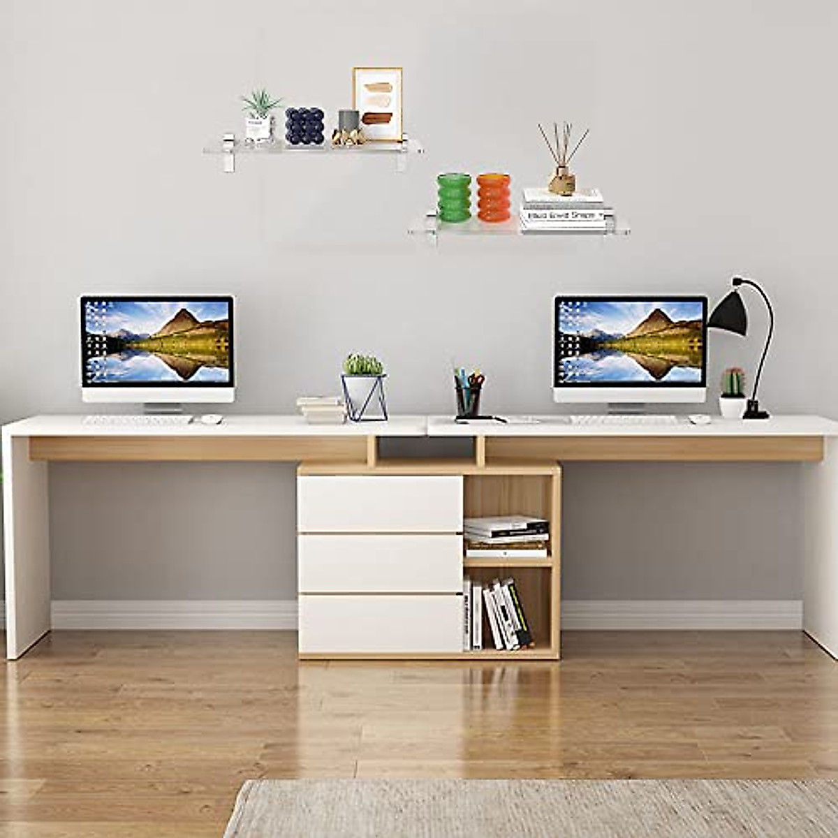 Set of 2 Invisible Wall Shelves Wall Mounted Display Shelf，Clear Acrylic Wall Shelf,Floating Shelves for Living Room ,Bedroom,Bathroom,Kitchen,Flower Stand,Office