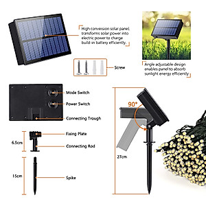 Jnaurb Solar Christmas Lights, 121ft 350 LED Solar String Lights with 8 Modes, Waterproof Outdoor Christmas String Lights for Patio, Garden, Party, Holiday, Christmas Decorations (Wram White)