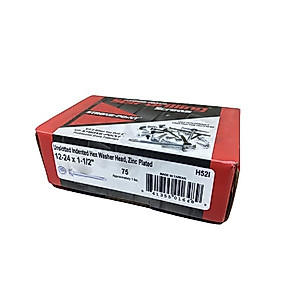 12 X 1 1/2" Hex Washer Head ZINC Plated TEK 5 for Extra Thick Metal 1LB Packaged (75 pcs)
