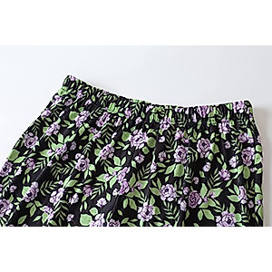 Vozanet Women's V Neck Sexy Pajamas Capri Sets Mexican Style Floral Sleepwear 2PCS Totem Casual Nighty Plus Size XL to 4XL, Purple, XXX-Large