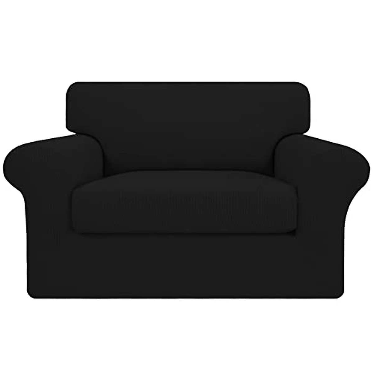 Easy-Going 2 Pieces Stretch Oversized Chair Couch Cover Sofa Cover for Dogs Sofa Slipcover for Separate Cushion Couch Jacquard Fabric Elastic Furniture Protector for Pets (Black, Oversized Chair)