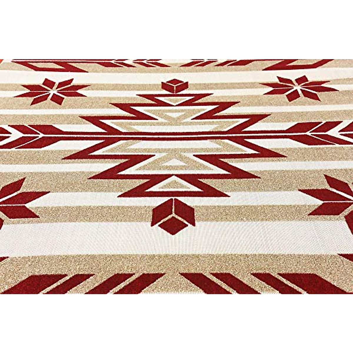 Unique Loom Outdoor Modern Collection Area Rug - Albuquerque (8' x 10' Rectangle, Burgundy/ Beige)