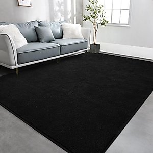 TWINNIS Large Area Rugs for Living Room Bedroom, 4x6 Feet, Super Soft Indoor Thickened Memory-Foam Carpets Easy-Cleaning, Modern Aesthetic Minimalist Comfy Rug for Kids Room Home Decor, Black