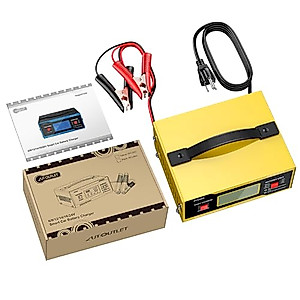 AUTOUTLET 6/8/12/14/16/24V Battery Charger Automotive Smart Car Battery Charger and Trickle Maintainer 0-10A Fully Automatic with Cable Clamps