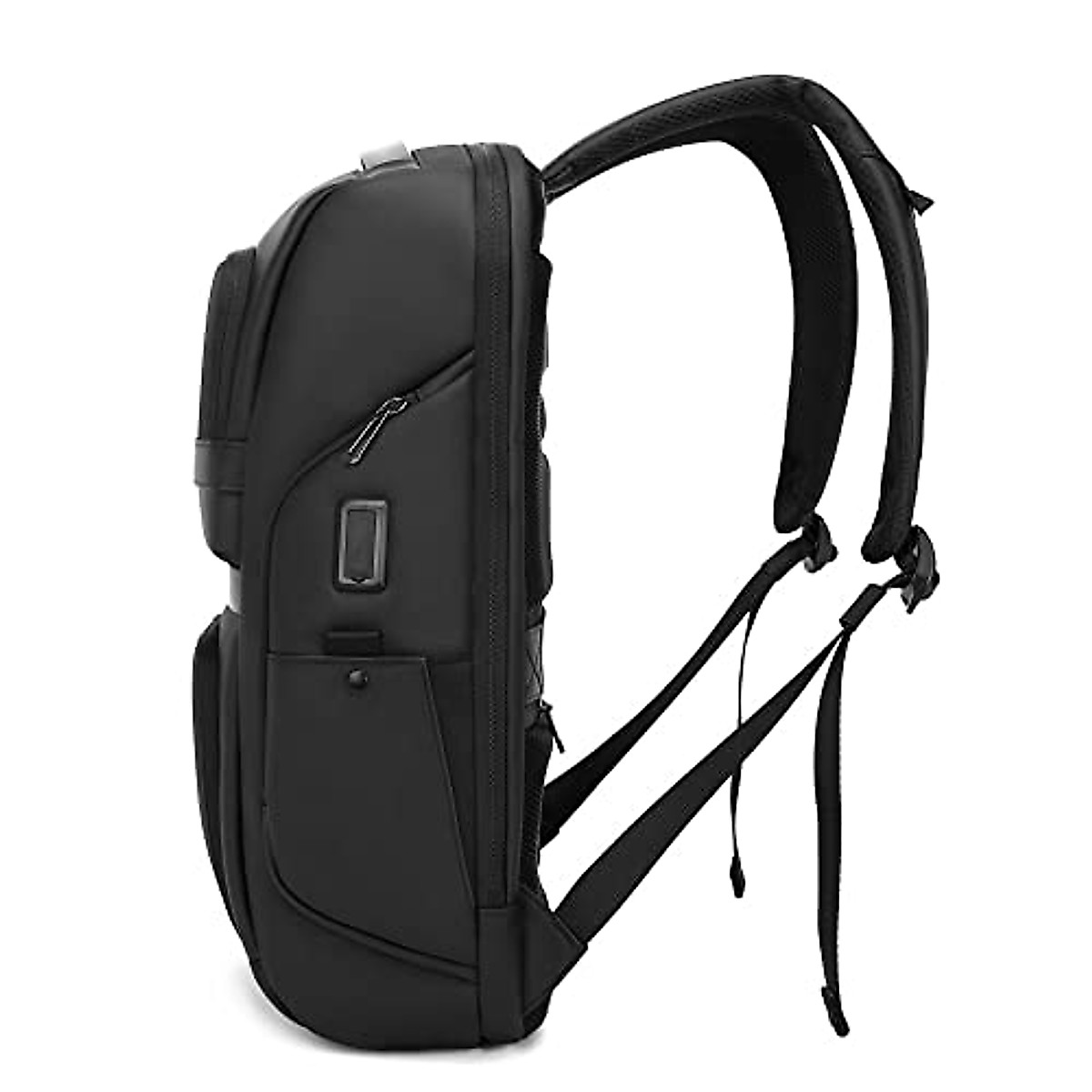 BANGE Trendy Laptop Backpack for Men Women Smart Fashion Casual Durable 15.6 Inch Polyester Bag with USB Port Anti Theft Waterproof 20L 1.37 KG W Business Travels Office Colleges Schools (Black)