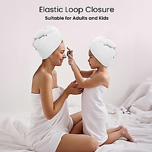 SimpleField Microfiber Hair Towel Wrap for Women - White - 350 gsm - Absorbent & Gentle Quick Drying - Reduce Frizz and Hair Damage