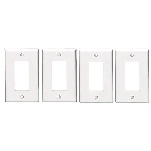 Leviton 80601-W 1-Gang Decora/GFCI Device Wallplate, Midway Size, Thermoset, Device Mount, Sold as 4 Pack