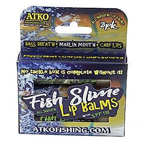 Atko Fish Slime Lip Balm-All Natural 3 Flavors-Carp Lips(unflavored), Bass Breath(Peppermint), Marlin Mouth(Citrus) (Fish Slime 3 Pack)