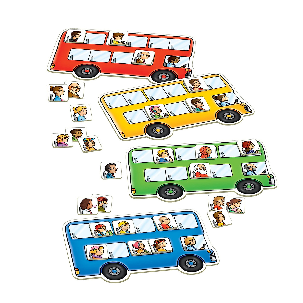 Orchard Toys Moose Games Bus Stop Game. A Fun Introduction to Addition and Subtraction. Pick up and Drop Off Passengers on Your Bus. for Ages 4-8 and for 2-4 Players