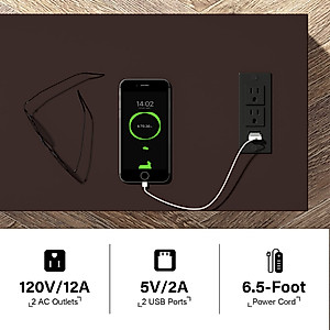 ChooChoo Narrow End Table Set of 2,Side Table Living Room with USB Ports & Power Outlets and Hidden Drawer, 3-Tier Skinny Nightstand with 2 Open Storage Shelves for Small Place(Espresso)