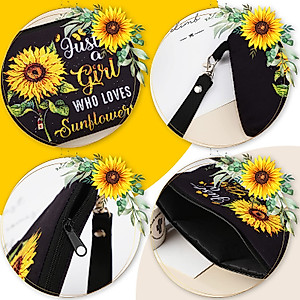 Sunflower Gifts Bag for Women Just A Girl Who Loves Sunflowers Cosmetic Bag Sunflower Pouch Makeup Bag Sunflower Purse Makeup Bag with Zipper Pencil Clutch Sunflower Clutch Travel Bags
