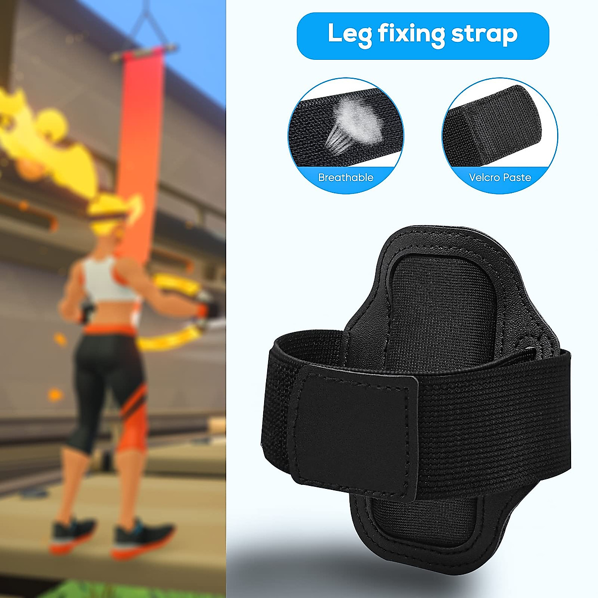 FASTSNAIL 2 Packs Leg Strap Compatible with Nintendo Switch Sports/Ring Fit Adventure, 2 Sizes Adjustable Velcro Straps Compatible with Nintendo Switch & OLED Model Controller Games Accessories