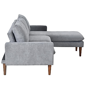 ROCKINGRUN 86" L-Shaped Sectional Sofa - 3-Seater Convertible Sectional Sofa Couch with Velvet Fabric - Small Sectional Sofa with Chaise for Living Room,Apartments