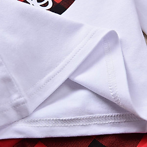 Toddler Baby Girls Valentines Day Outfits Suspender Skirt Striped Plaid Love Heart Clothes (Red, 6-12 Months)