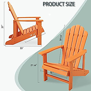 EFURDEN Adirondack Chair, Polystyrene, Weather Resistant & Durable Fire Pits Chair for Lawn and Garden, 350 lbs Load Capacity with Easy Assembly (Orange, 1 pc)