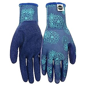 Miracle-Gro MG37161/WSM Crinkle Latex Gloves – Small-Medium, Women’s Latex Coated Nylon Shell Gloves with Crinkle Textured Palm Grip