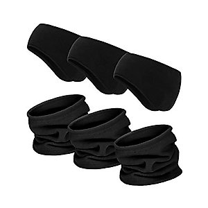 6 Pieces Fleece Ear Warmers Headband Winter Neck Gaiter (Black)