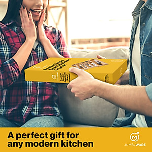 JumblWare Bamboo Expandable Drawer Organizer. Wooden Storage Tray with Dividers for Silverware, Kitchen Utensils, Spices, K Cups, Small Clothes & Makeup. Adjustable Sliding Design from 13” to 19.6”