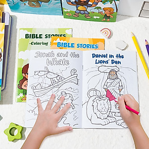 Zainpe 24Pcs Christian Bible Stories Coloring Books for Kids Bible Study Theme DIY Art Drawing Book Jesus Noah's Ark Pattern Color Booklets Party Favors Supplies Birthday Gift Goodie Bag Filler