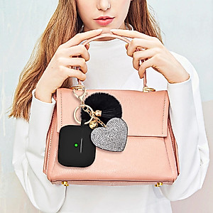 VISOOM Cute Airpods Case for Apple Airpods 3rd Generation Case Cover Women Bling Airpods Case 3rd Generation Airpods Case Pink with KeyChian Glitter Case for airpods 3 Case iPod 3rd Generation(Black)