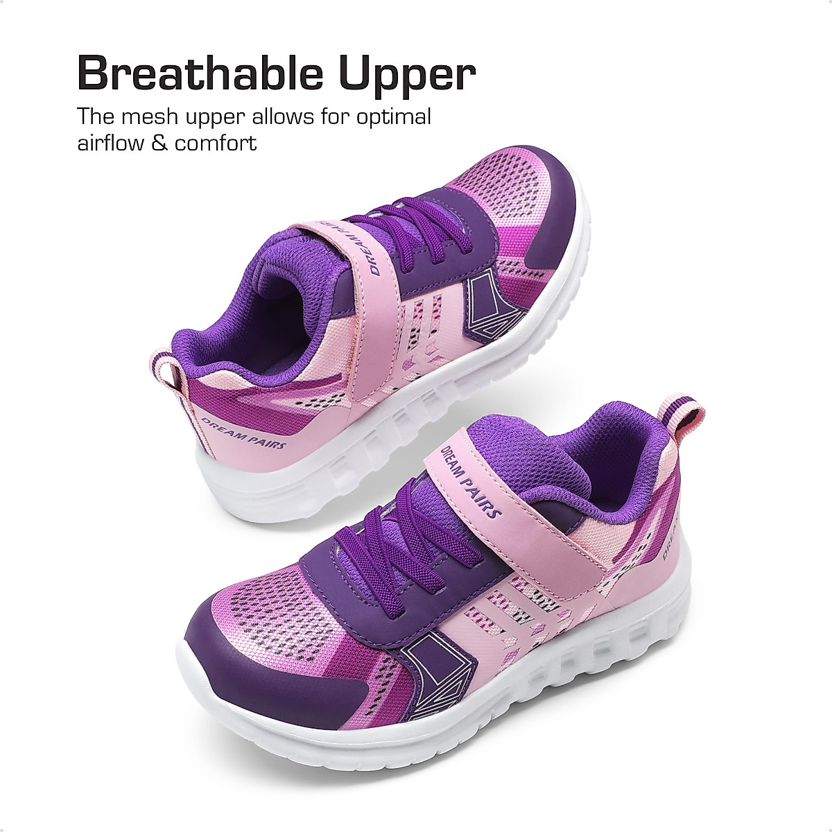 DREAM PAIRS Girls Boys Shoes Kids Tennis EZ-Ons Quicksteps School Sneakers Breathable Running Athletic Shoes,Size 2 Little Kid,Pink/Purple,KD18002K