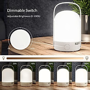 KLEAH Portable Cordless Lantern Table Lamp, 360° Portable Handle, Stepless Dimmer, Powerful Long-Lasting 50hrs, Rechargeable LED Lantern for Camping Bedroom Party