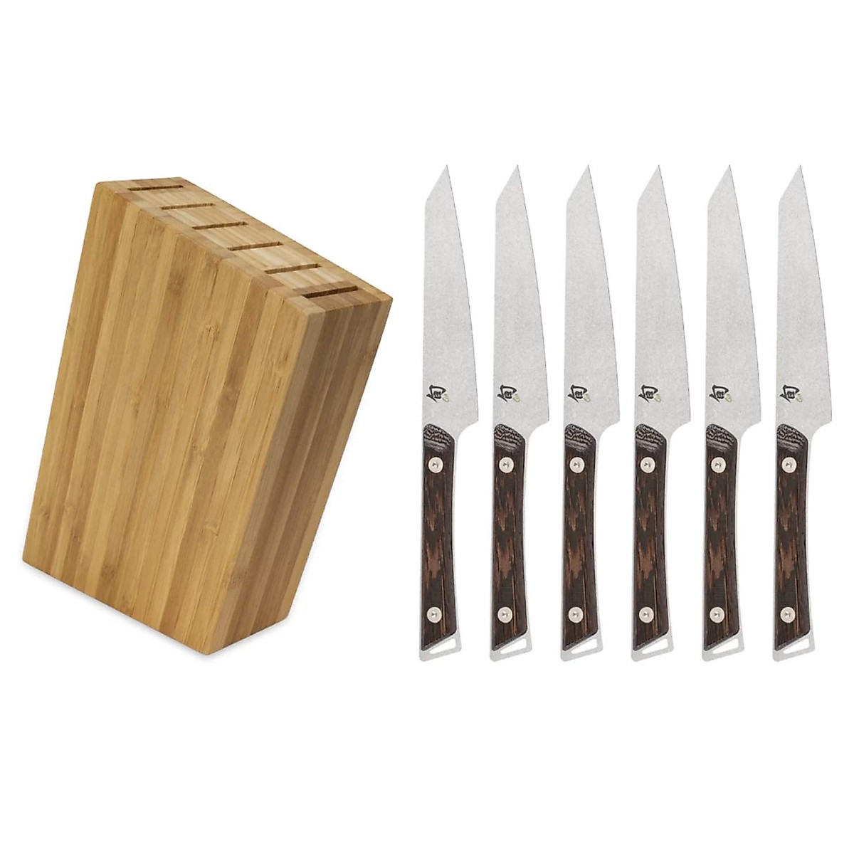 Shun Kanso 6-Piece Steak Knife Set with Sidecar Block, Handcrafted Japanese Cutlery, Steel