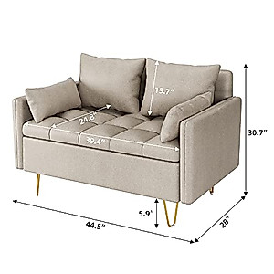 GAOMON 44”W Faux Leather Sofa, Couch with Heavy Duty Frame and Comfortable Cushion - Great for Living Room or Office Space in Beige