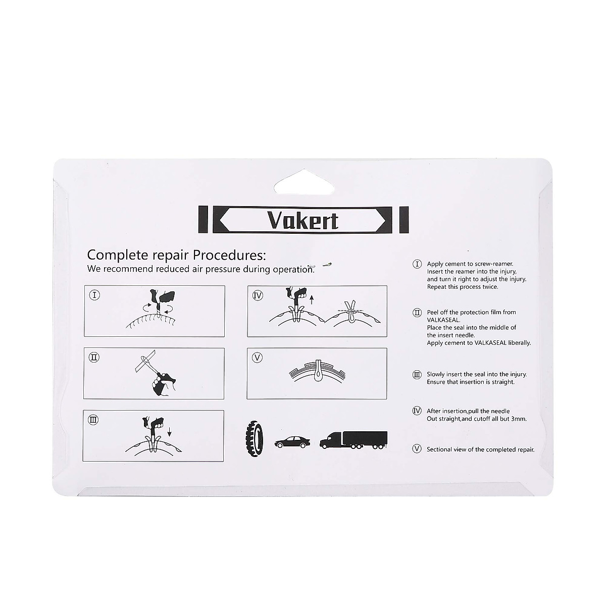 Vakert Tire Repair Kit Tool T-Handle String Rubber Plugs for Cars Trucks Motorcycles