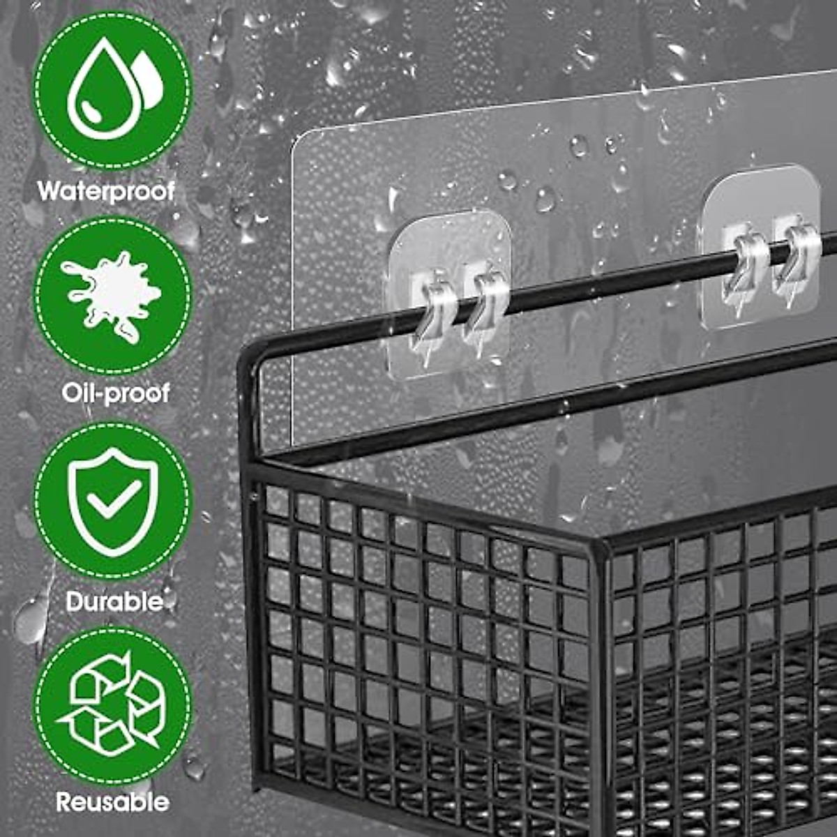 WLLHYF 8 Pack Shower Caddy Adhesive Hooks Replacement Strong Stickers Shower Hooks Wall Hooks Waterproof for Bathroom Shower Shelf Basket Soap Dish Hanging Hooks No Drilling