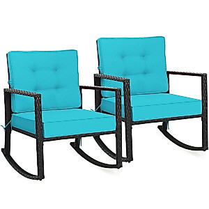 UYSB 2PCS Patio Rattan Rocker Chair Outdoor Rocking Chair Cushion Chair Rocking Chair Rocker Chair Rocker Camp Chair Rocker Recliner Rocking Camp Chair Rocking Chairs Outdoor Rocking cha