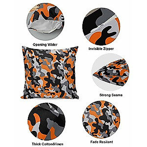 applebless Set of 2 Throw Pillow Covers Square for Home Decor, Camo 18x18 Inch Cotton Reversible Pillow Case Sofa Soft Cushion Cases for Bedroom Couch Bed Car Chair