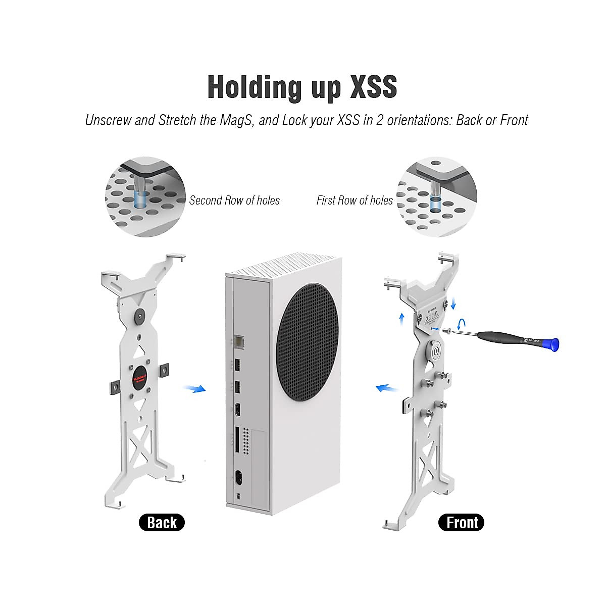 ElecGear Magnetic Wall Mount for Xbox Series S, Metallic Mount with Magnet and Built-in Spirit Level - Mount XSS Vertically, Horizontally or Under Desk