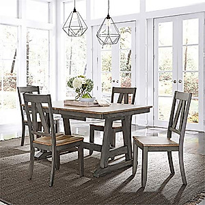 Lindsey Farm Light Gray 5 Piece Trestle Table Set