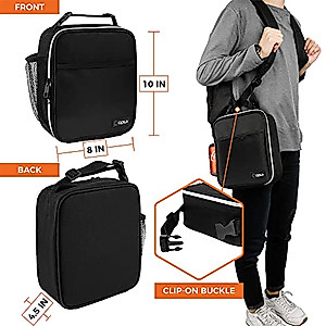 OPUX Premium Insulated Lunch Box, Soft School Lunch Bag for Kids Boys Girls, Leakproof Small Lunch Pail Men Women Work, Reusable Compact Cooler Tote Lunchbox for Office Adult, Black