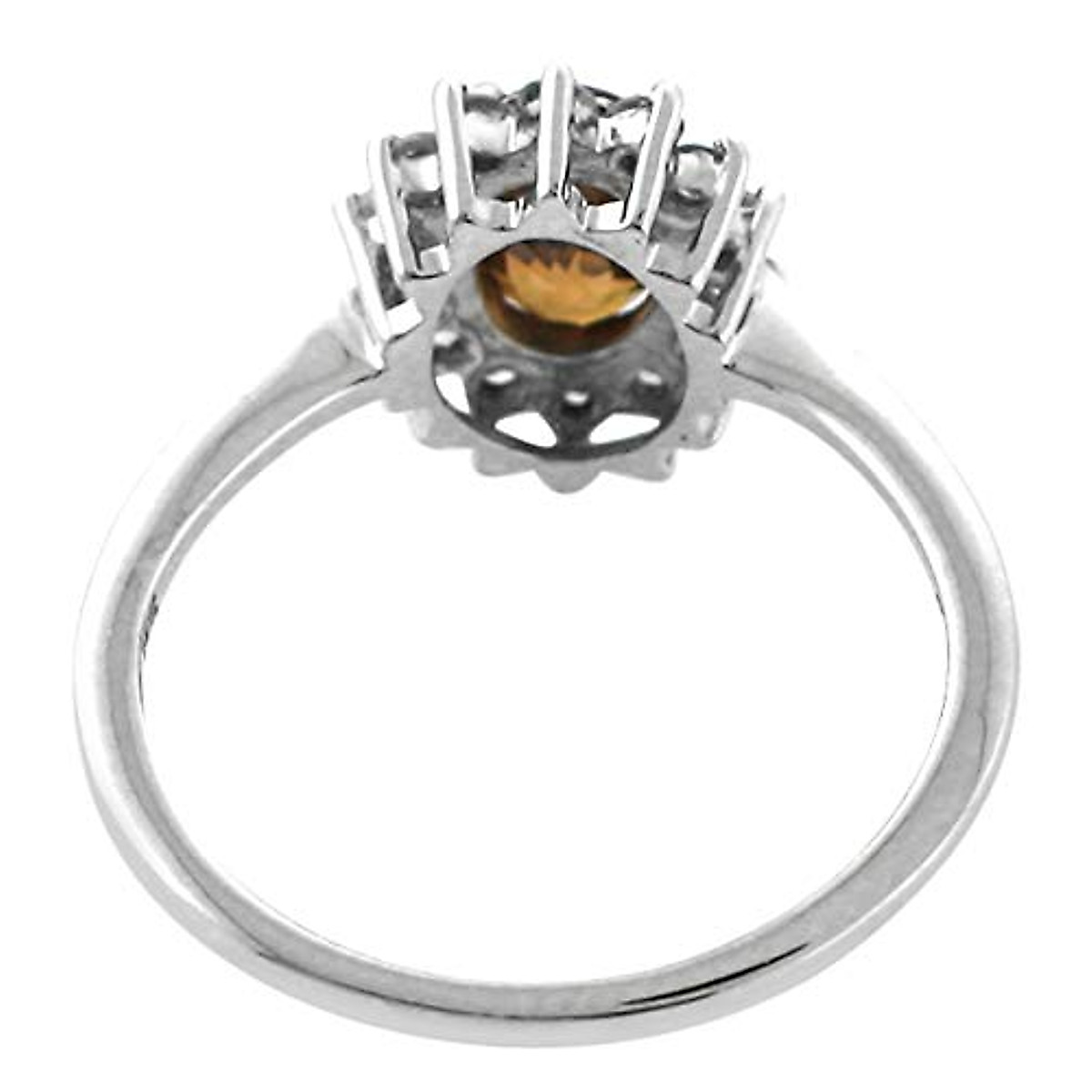 Carillon Princess Diana Brown Color Gemstone Solitaire Accents 925 Sterling Silver Women's Engagement Ring (Sterling Silver, 10.5)
