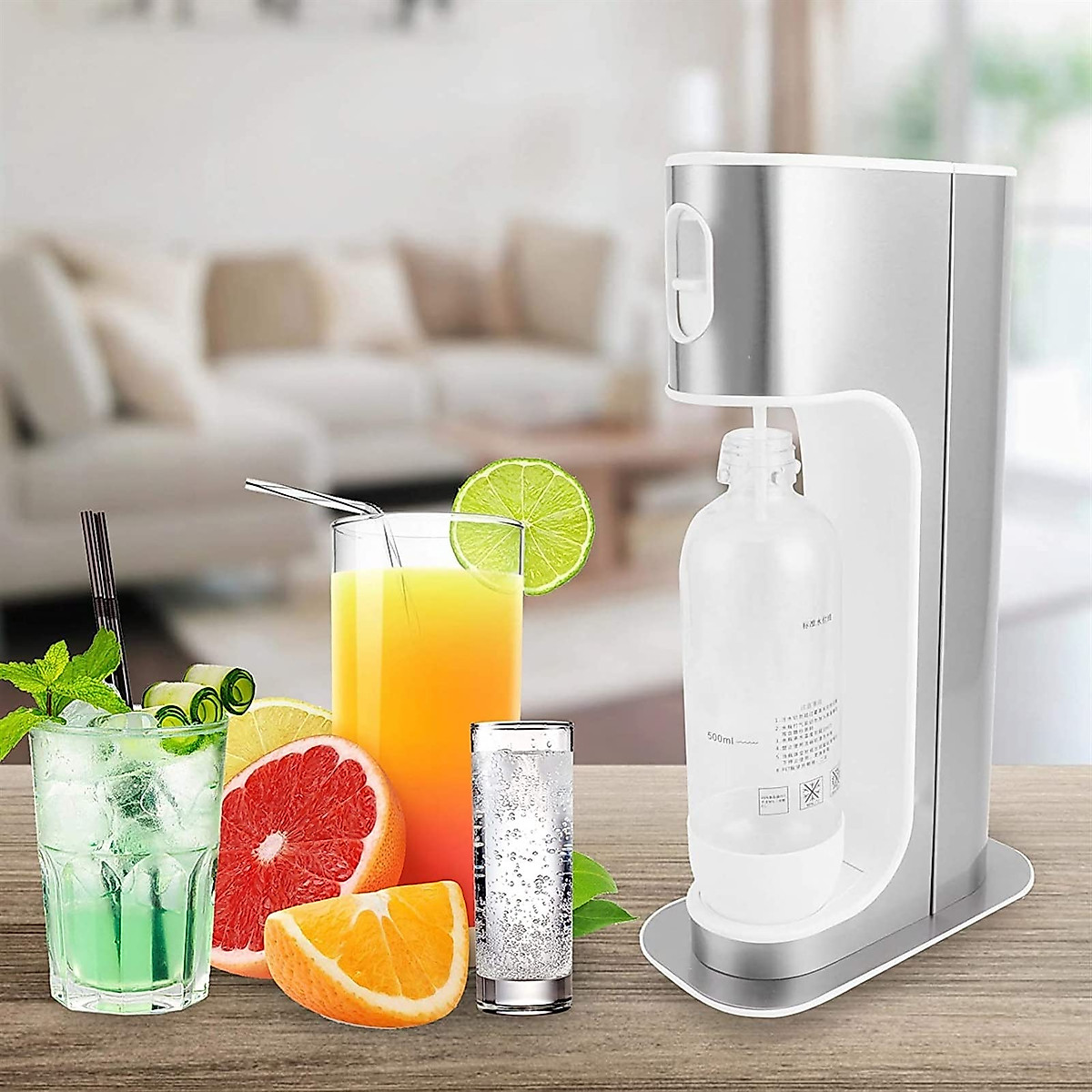 Water Maker Soda Machine-Portable Bubble Soda Water Machine Manual Sparkling Water Drink Maker for Home Commercial Use