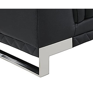 Blackjack Furniture Weston Collection Italian Leather Living Room, Den Loveseat, Black