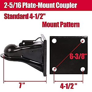 2-5/16 Flat Mount Trailer Coupler,14000LBS,Included Hardware Black Powder Coat Included 5/8 Grade 8 Bolts