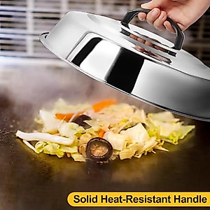 12 Inch Round Cheese Melting Dome of 2, AIKWI Grill Accessories for Blackstone, Heavy Duty Stainless Steel Basting Cover for Flat Top Griddle- BBQ, Camping, Indoor, Outdoor, Restaurant