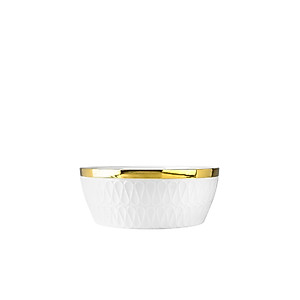 Yedi YCC751, 9" Fine Porcelain Salad Bowl, Ceramic Deep Dish, Bone China Tableware w/Gold Rim