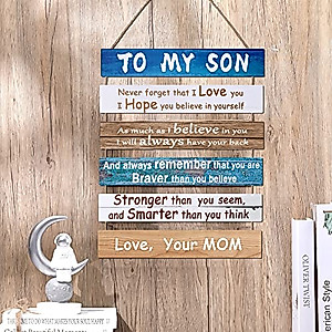 to My Son Daughter Gift from Mom Boys Girls Room Decor Baby Boys Girls Bedroom Decor for Living Baby Room Decor Boys Girls Wooden Bathroom Wall Decor Christmas Wall Art Gifts (to My Son)