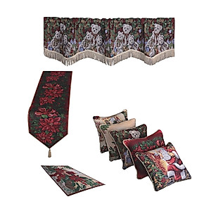 Violet Linen Decorative Christmas Poinsettias Design Tapestry, 18" X 18" Cushion Cover